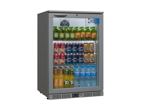 Coolpoint Grey Single Glass Hinged Door Bottle Cooler - 126 x 275ml Bo