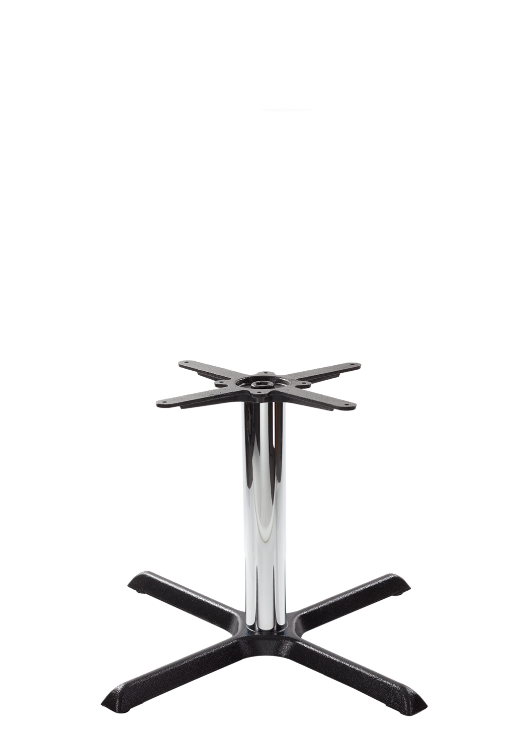 Black cruciform table base - Medium - Chrome coffee height - 480 mm