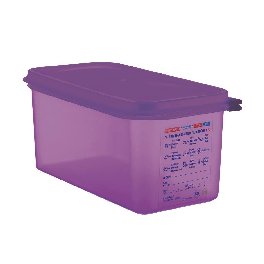 Araven Allergen Polypropylene 1/3 Gastronorm Food Container Purple 6Lt