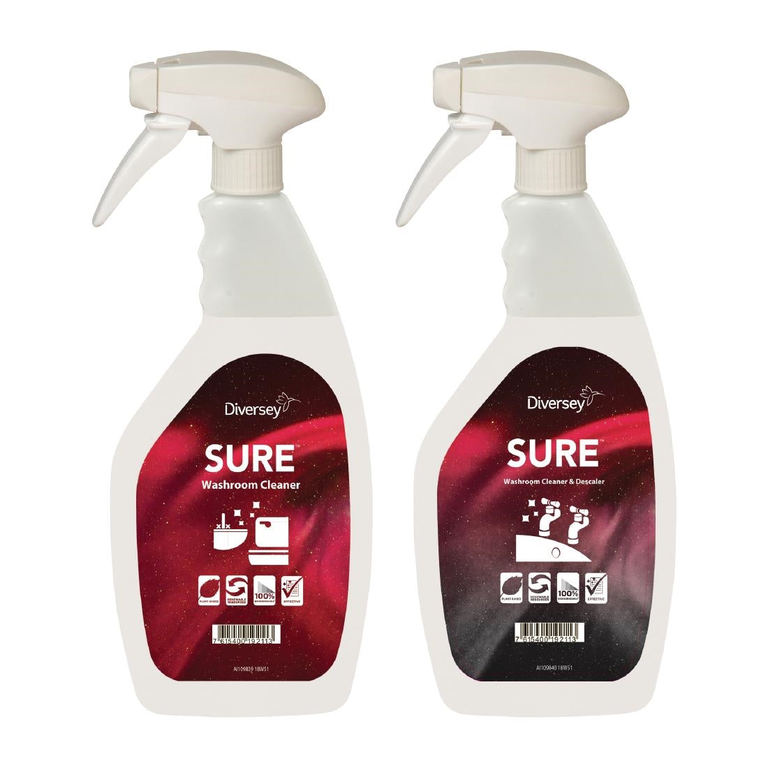 SURE Washroom Cleaner / Cleaner and Descaler Refill Bottles 750ml (6 P